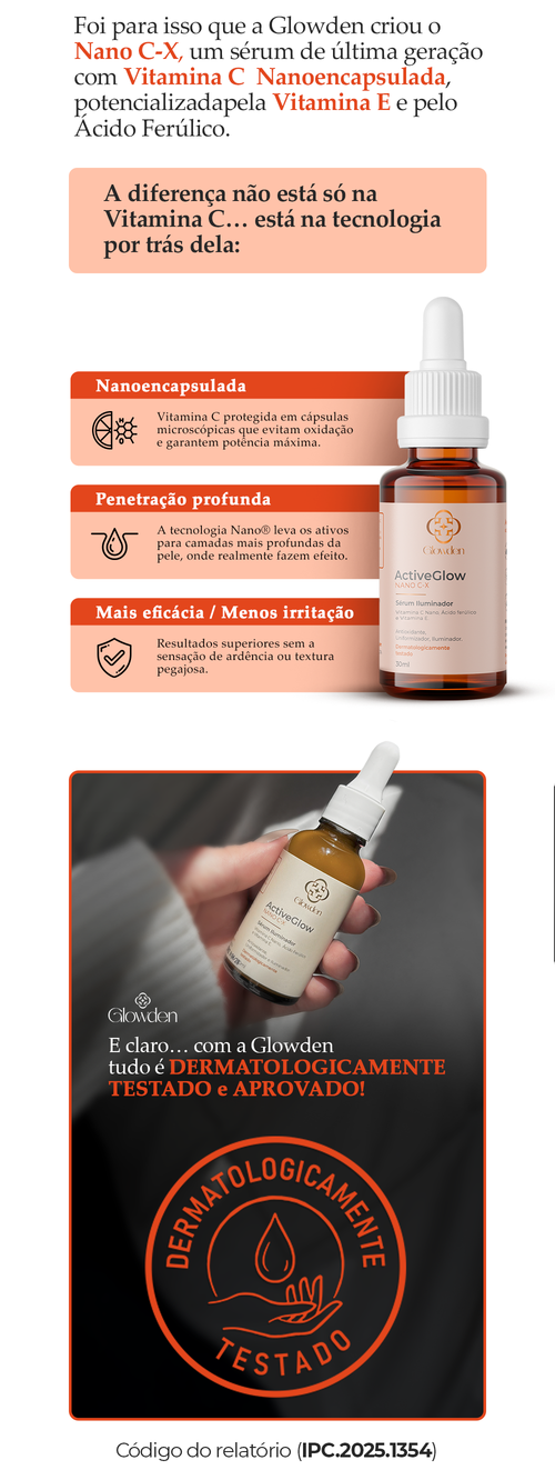 Nano C-X - Sérum Clareador com tecnologia Nano® Vitamina-C – Glowden